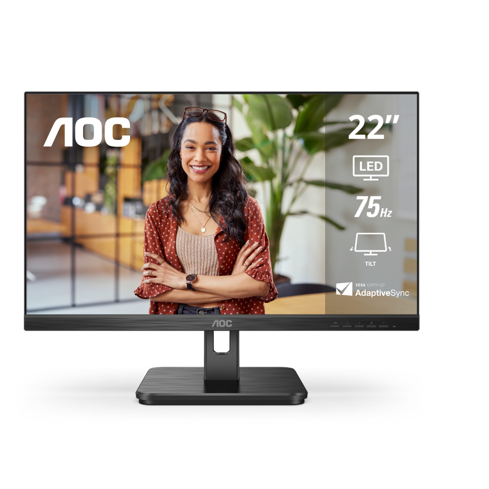 Monitor AOC 22", FHD, 75Hz, 4ms, Panel VA, 22E2HM Diseño Sin Bisel ...